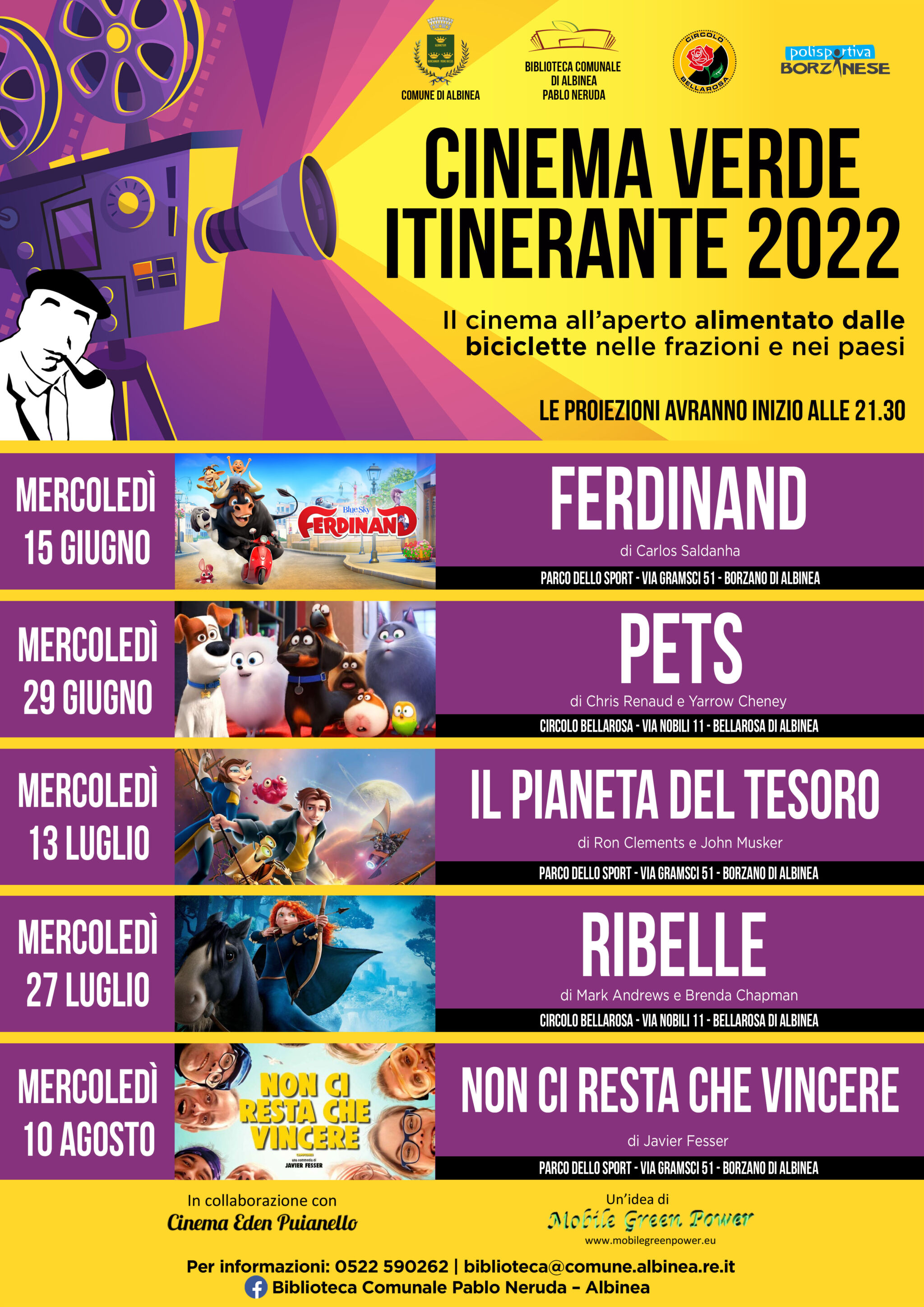 Dal 15 giugno ripartirà il Cinema verde itinerante – Comune di Albinea